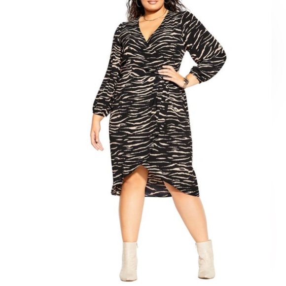 City Chic | Dresses | City Chic Long Sleeve Wrap Dress | Poshmark